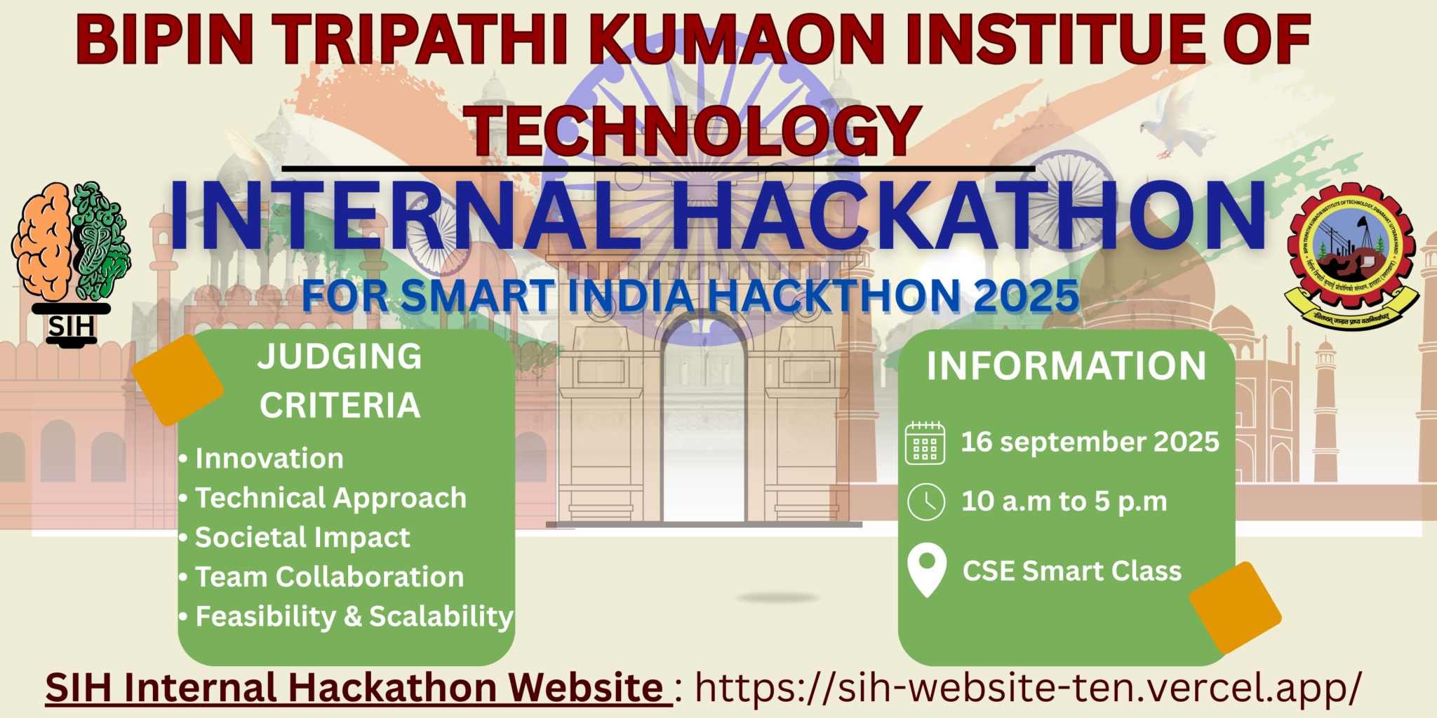 Smart India Hackathon 2025 - Internal Hackathon at BTKIT -16th September 2025 - Bipin Tripathi ...